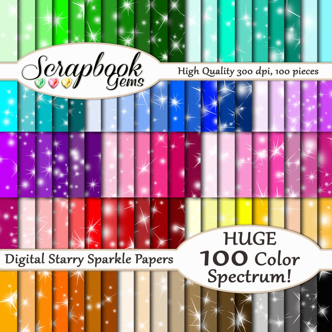 100 Sparkle Stars Digital Paper, 100 Pieces, 12" X 12", 300 Dpi High ...