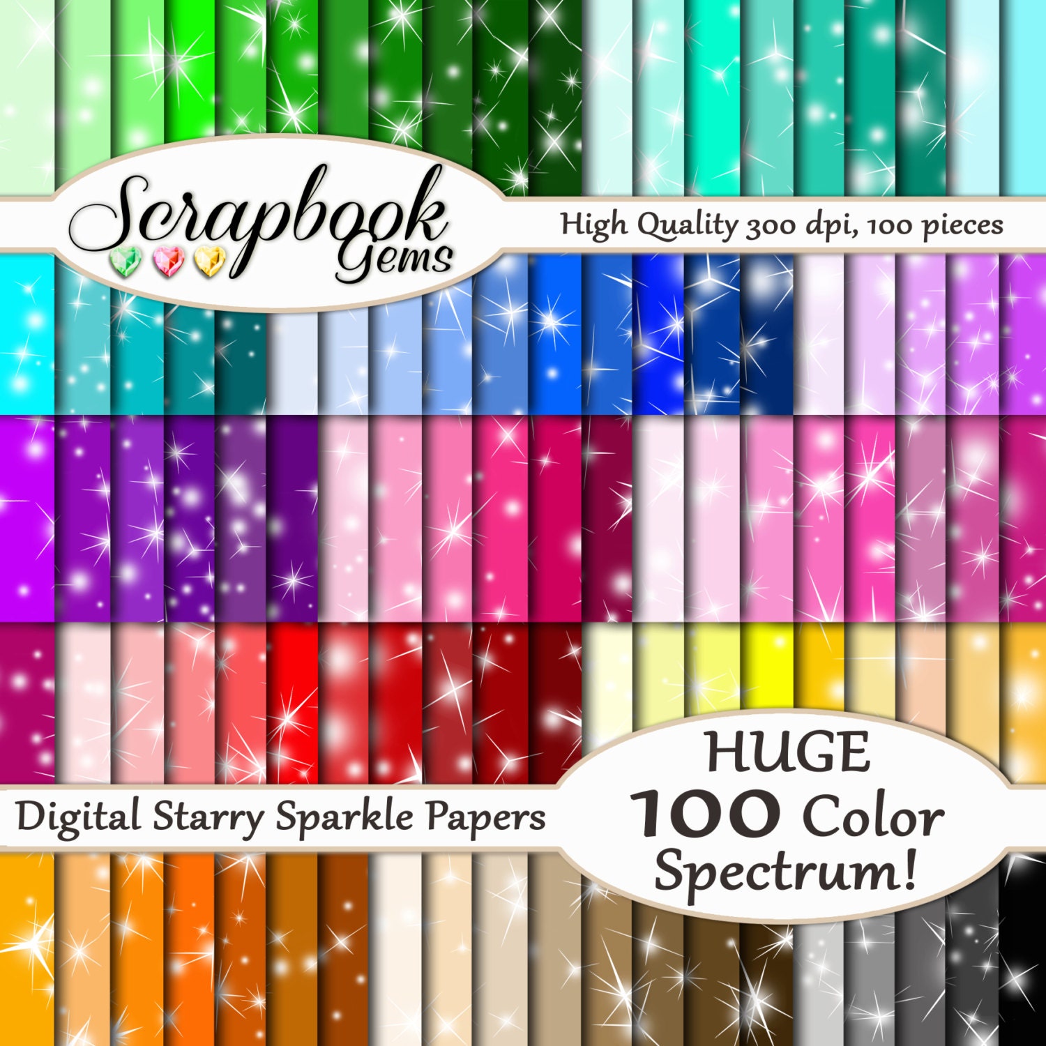 100 Sparkle Stars Digital Paper 100 Pieces 12 x | Etsy