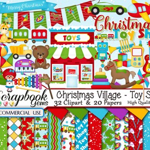 CHRISTMAS VILLAGE BUNDLE - 5 Kits in 1, 163 Cliparts & 99 Papers ...