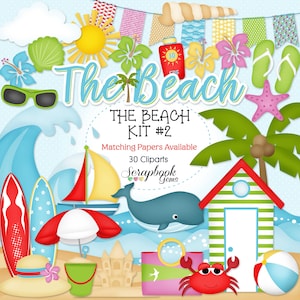 THE BEACH (kit #2) Clipart, 30 Png Clipart Files, Instant Download Kid ...