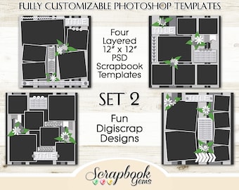 Digital Layered Photo Templates 12 X 12 PSD | Etsy