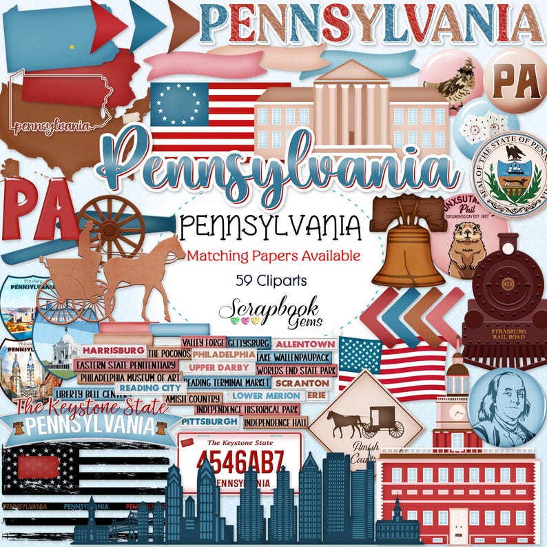 PENNSYLVANIA STATE Clipart, 59 Png Clipart Files, Instant Download ...