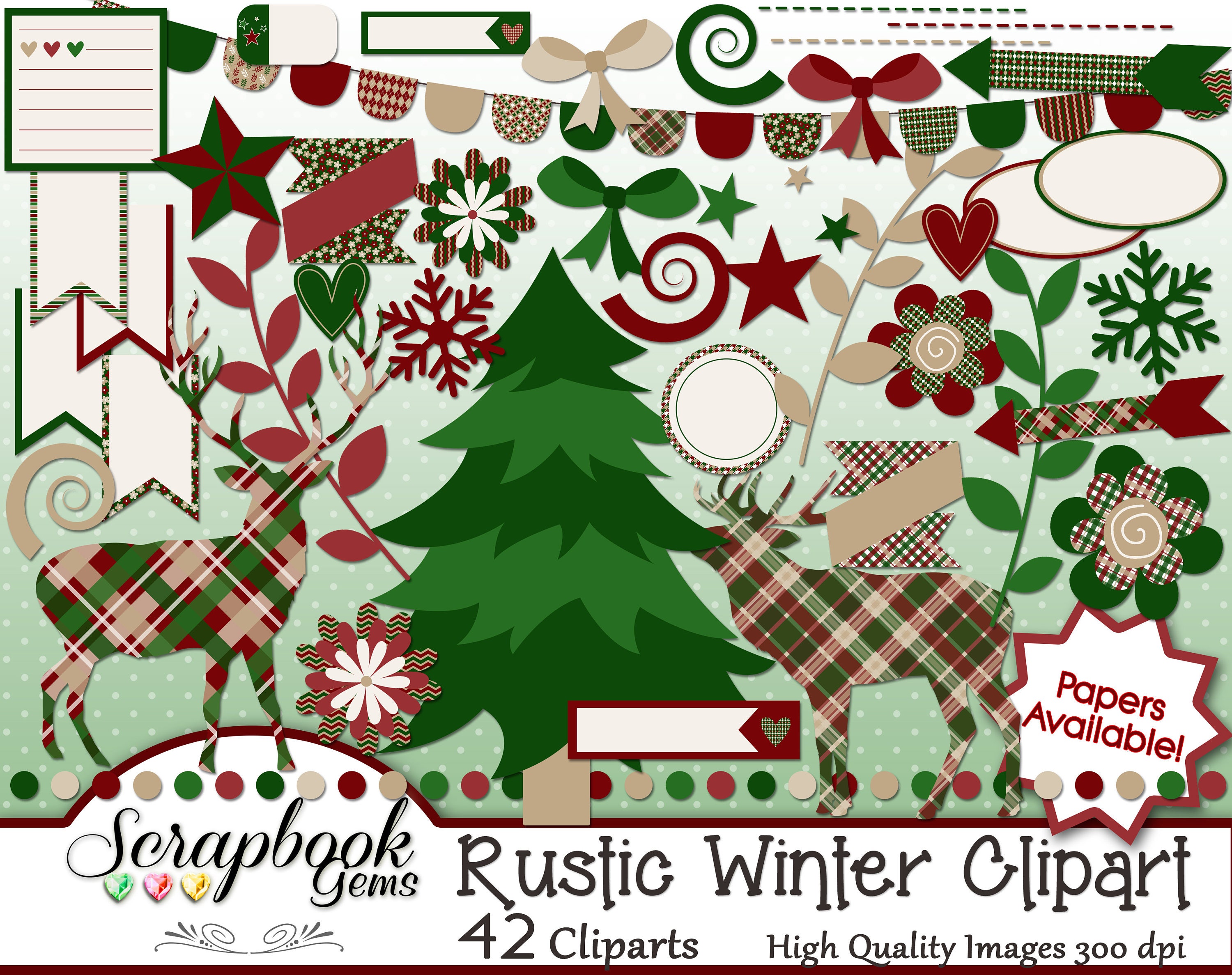RUSTIC WINTER Clipart 42 png Clipart files Instant Download | Etsy