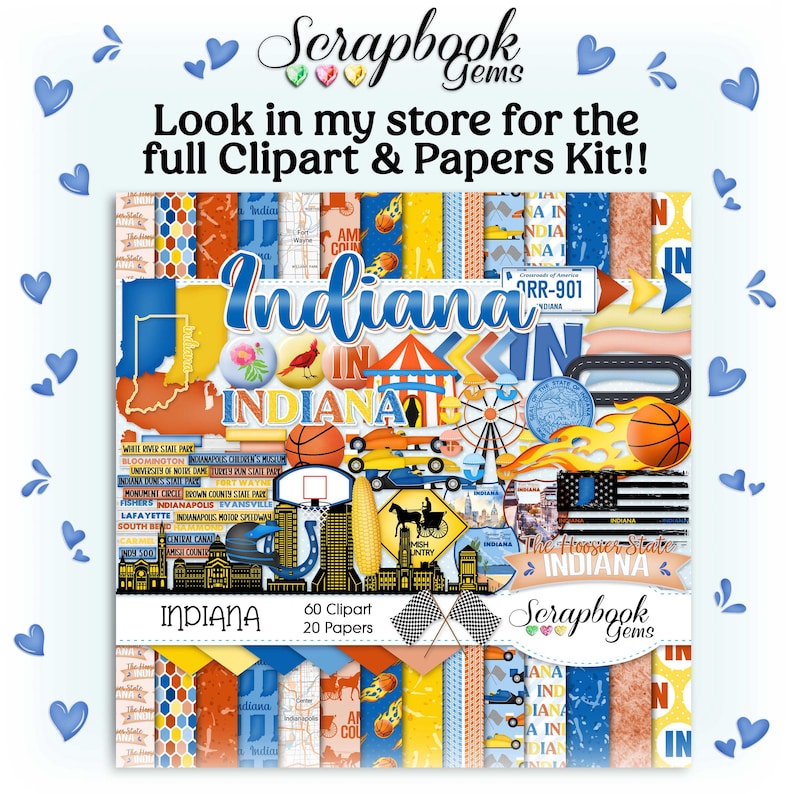 INDIANA STATE Clipart, 60 Png Clipart Files, Instant Download, Race ...