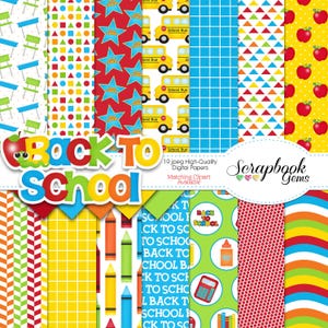 BACK TO SCHOOL #2 Clipart & Papers Kit, 28 Png Clipart Files, 19 Jpeg ...