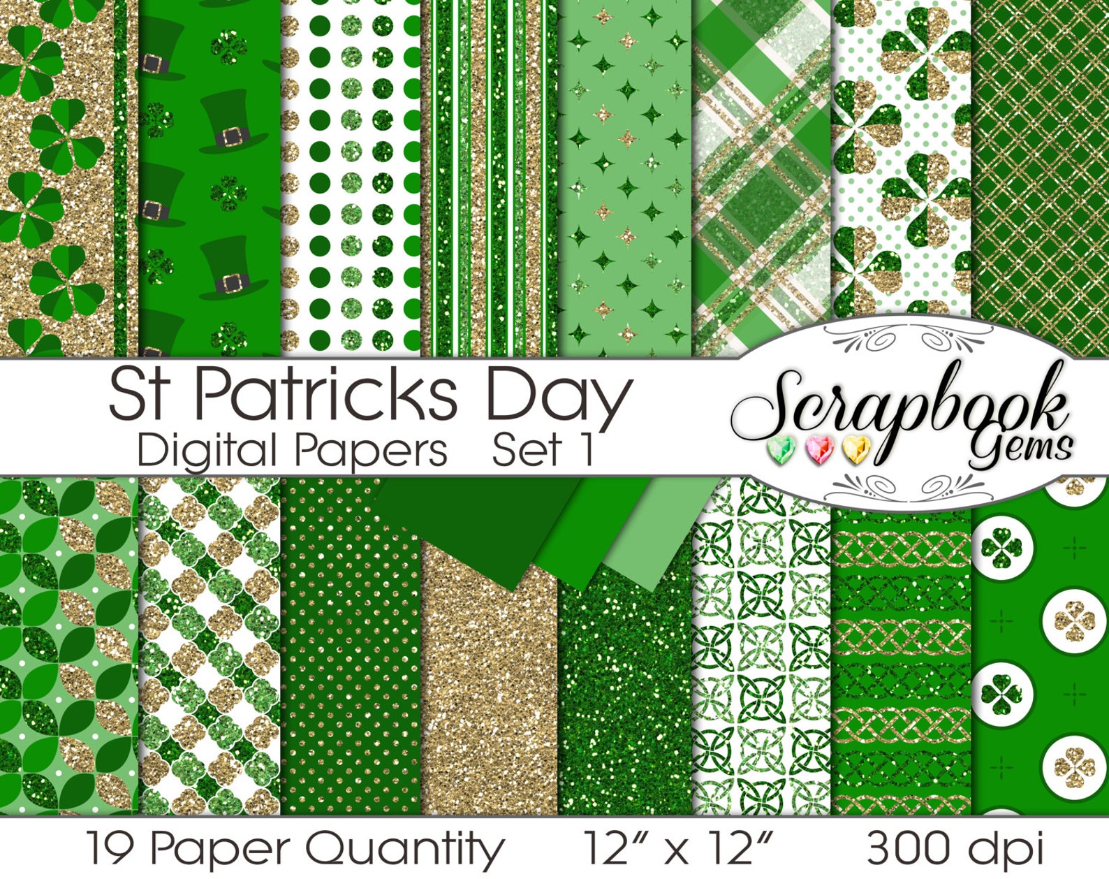 St Patricks Day Digital Papers 19 Pieces 12 X 12 | Etsy