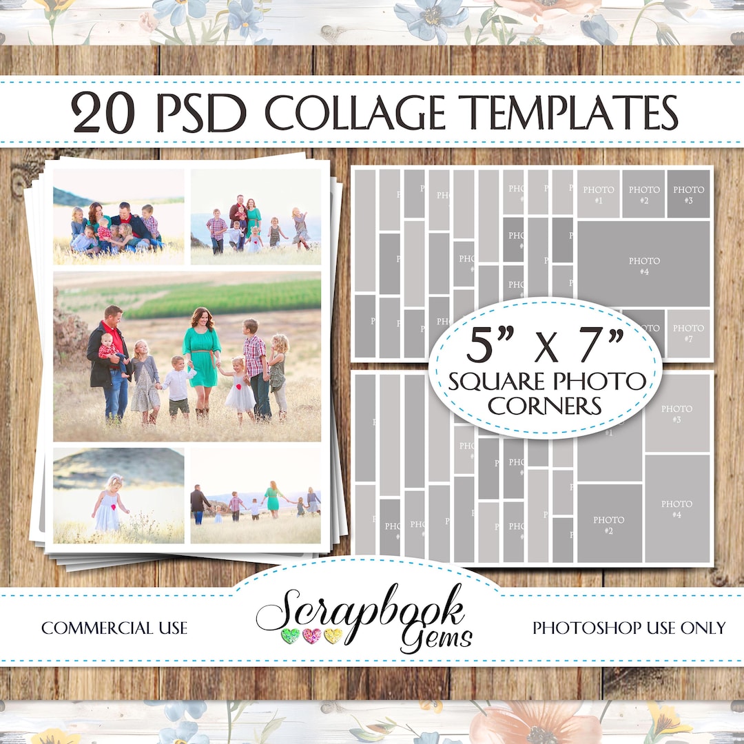 TWENTY (20) 5" X 7" Digital Photo Collages / Storyboard Templates, PSD ...