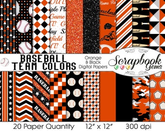 Baseball Digital Papers Black & White 20 Pieces 12 X | Etsy