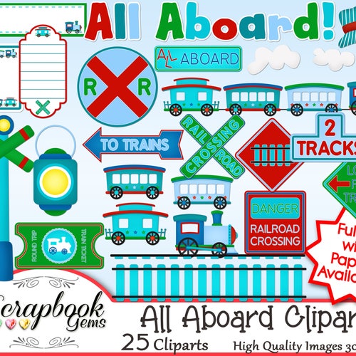 ALL ABOARD Clipart 25 Png Clipart Files Instant Download - Etsy UK