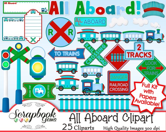 ALL ABOARD Clipart 25 Png Clipart Files Instant Download | Etsy