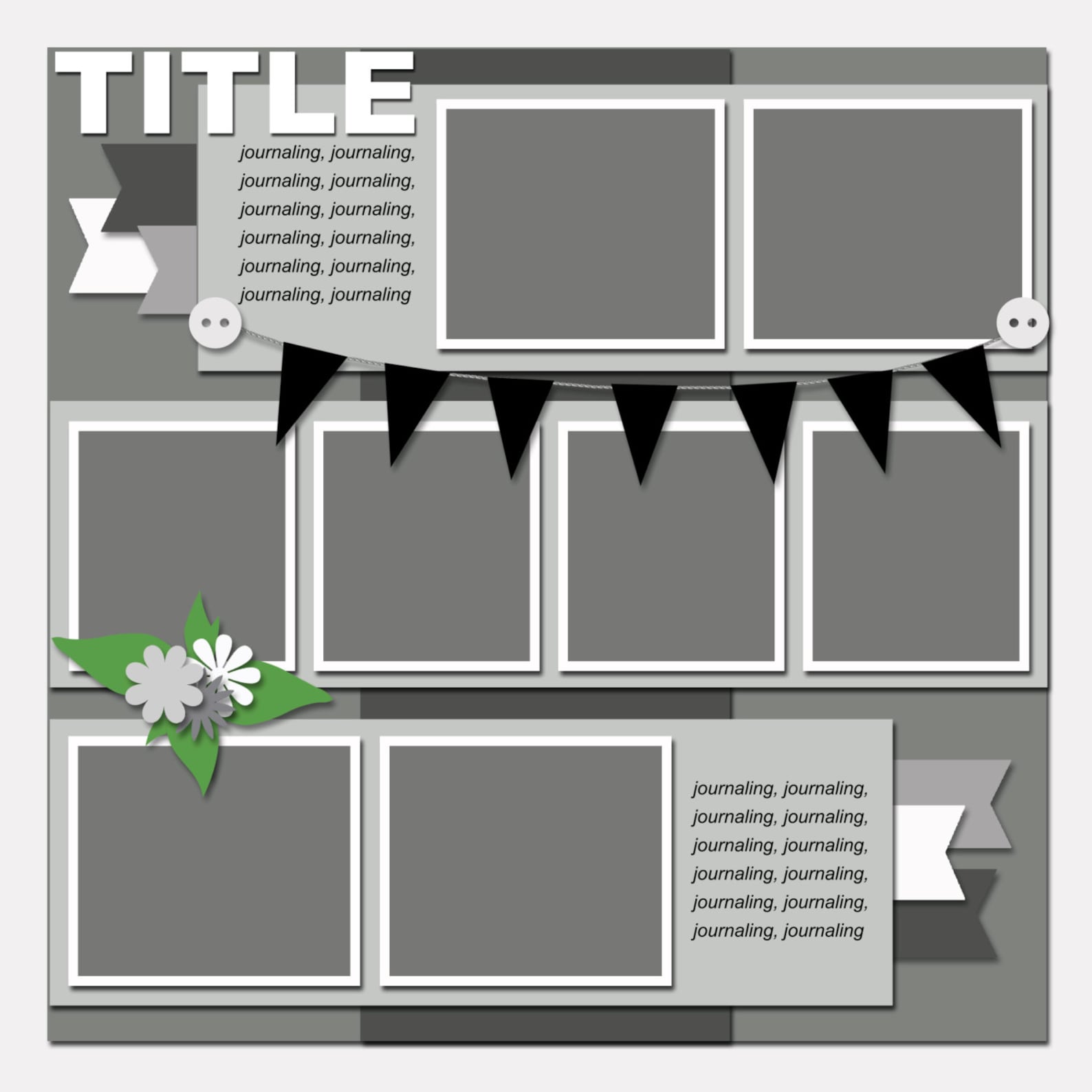 Digital Layered Photo Templates, 12" X 12", PSD Format for Scrapbook ...