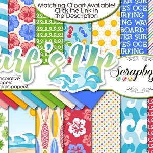 SURF'S UP Clipart and Papers Kit, 29 Png Clip Arts, 24 Jpeg Papers ...