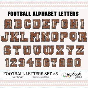 Football Sports Letters & Numbers Clipart, 36 High Quality PNG Files ...
