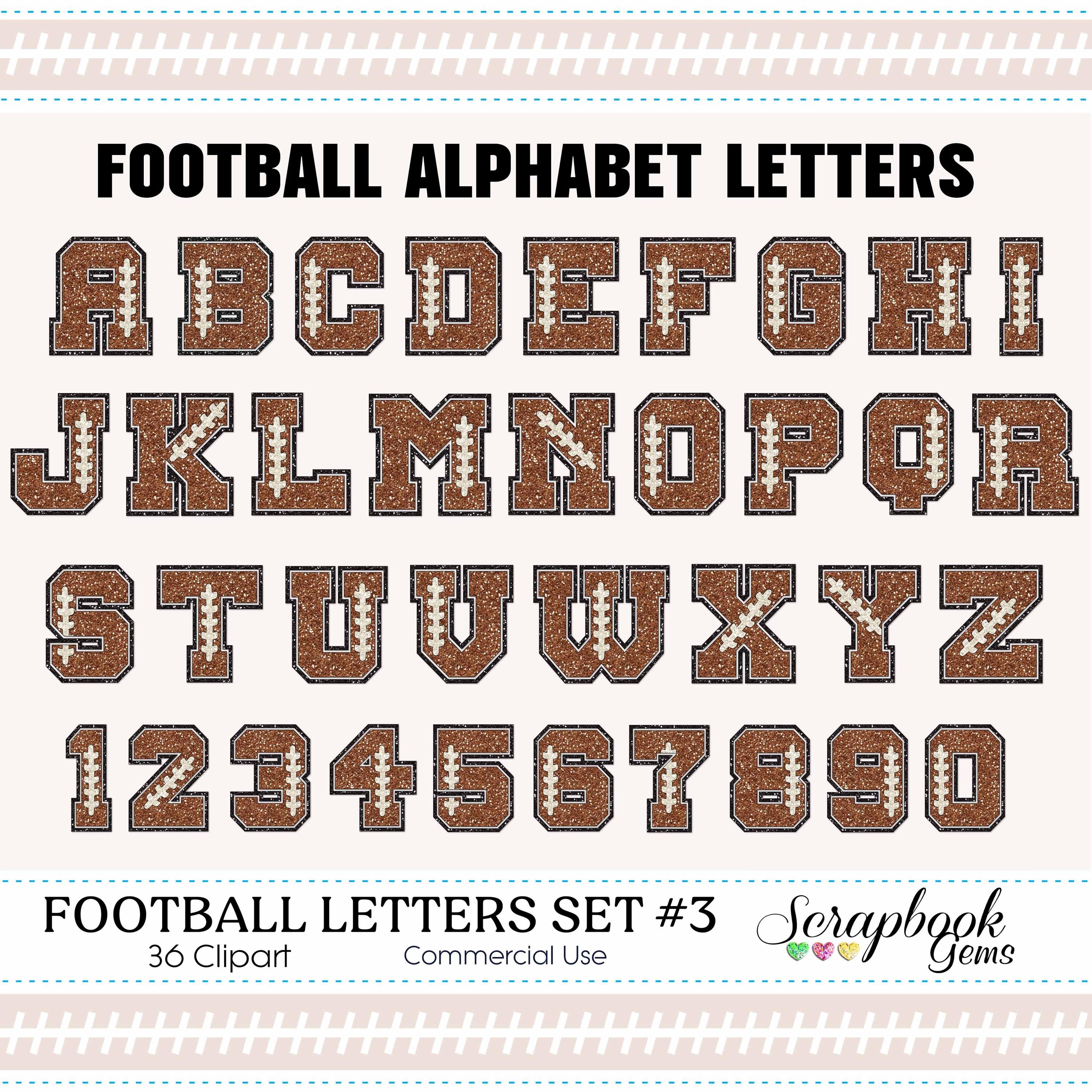 Football Sports Letters & Numbers Clipart, 36 High Quality PNG Files ...