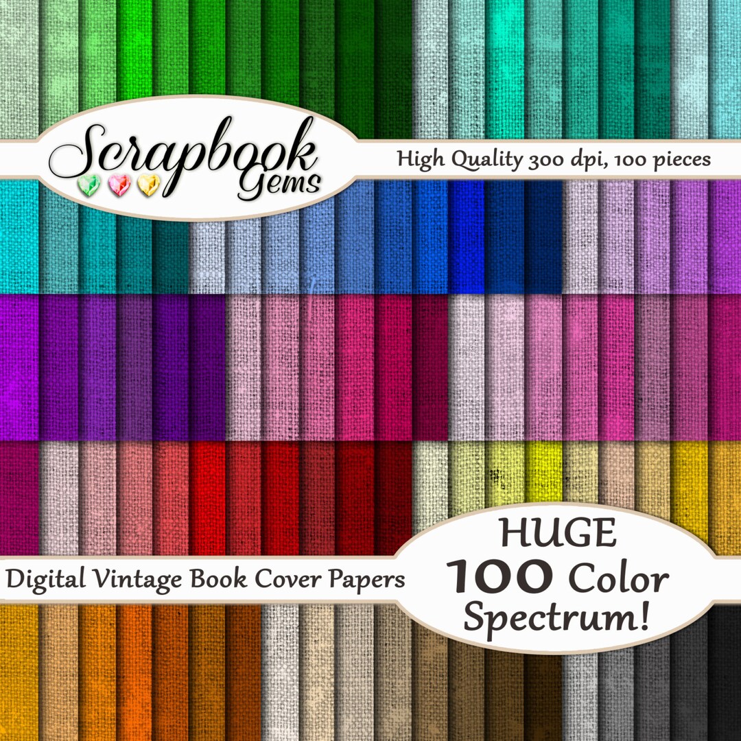 100 Vintage / Antique Book Texture Digital Paper, 100 Pieces, 12" X 12 ...