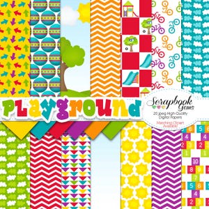 PLAYGROUND Clipart and Papers Kit, 28 Png Clip Arts, 20 Jpeg Papers ...