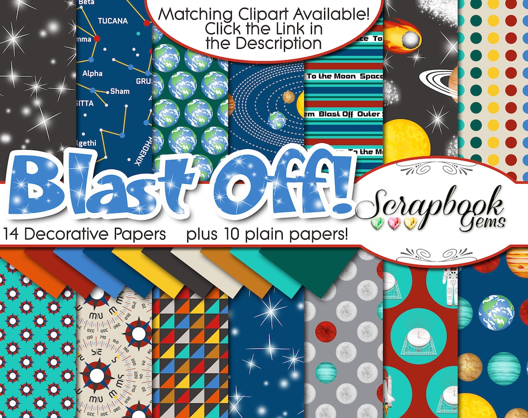 BLAST OFF Digital Papers, 24 Pieces, 12" X 12", High Quality Jpegs ...