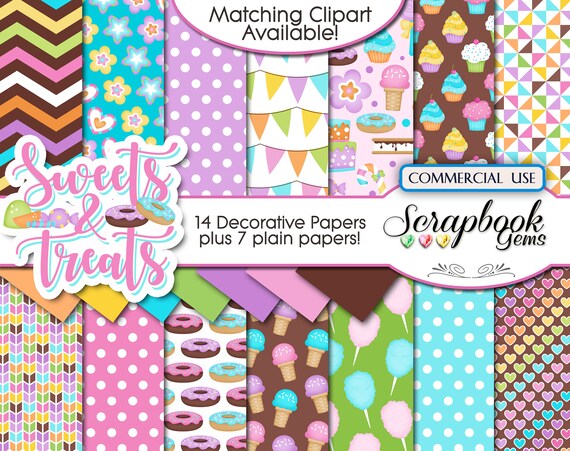 SWEETS & TREATS 1 Digital Papers 21 Pieces 12 X | Etsy