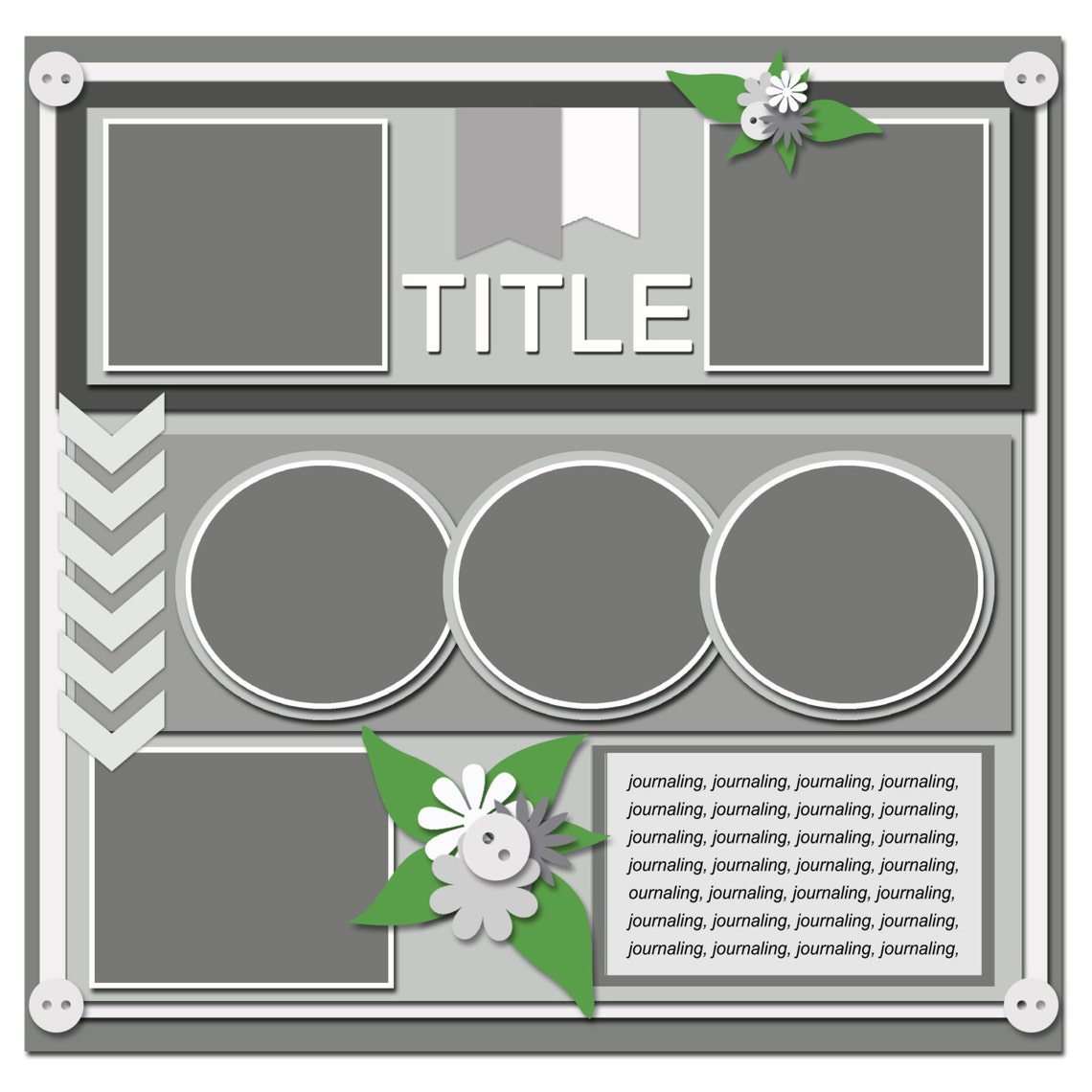 Digital Layered Photo Templates, 12" X 12", PSD Format for Scrapbook ...