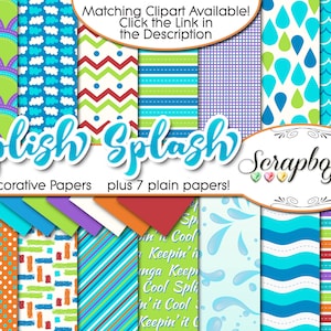SPLISH SPLASH Clipart and Papers Kit, 33 Png Clip Arts, 21 Jpeg Papers ...