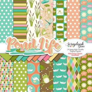 POND LIFE Clipart & Papers Kit, 29 Png Clipart Files, 24 Jpeg Paper ...