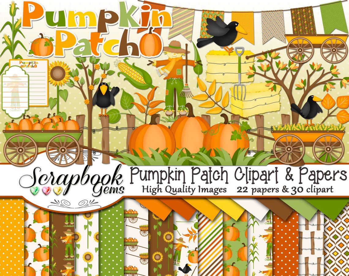 PUMPKIN PATCH Clipart and Papers Kit 30 Png Clip Arts 22 - Etsy
