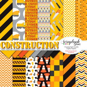 CONSTRUCTION Clipart and Papers Kit, 27 Png Clip Arts, 22 Jpeg Papers ...