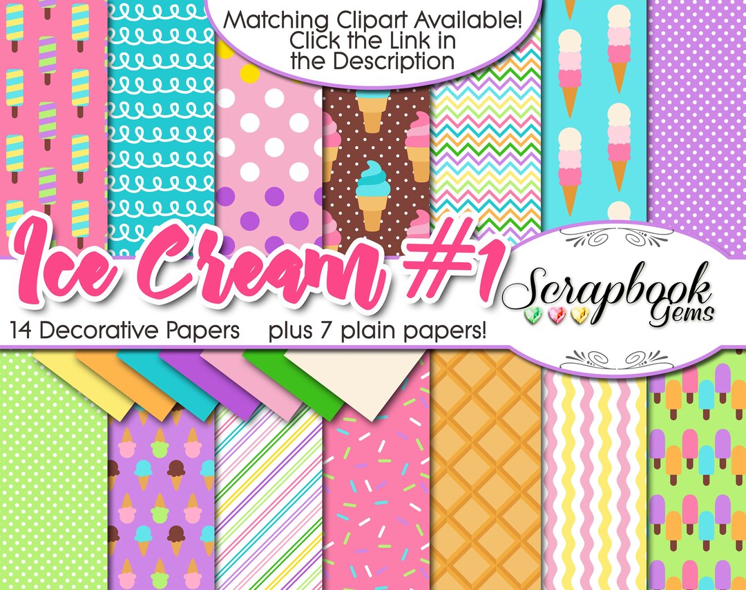 ICE CREAM 1 Digital Papers, 21 Pieces, 12 X 12, High Quality Jpegs ...