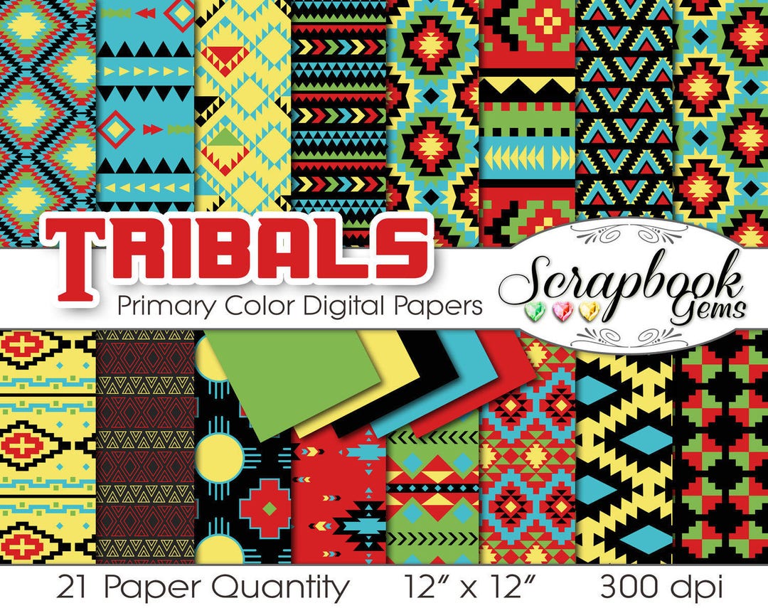 Aztec Primary Colors Digital Papers 21 Pieces 12 X - Etsy
