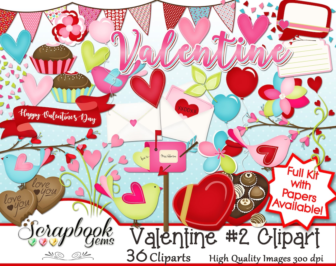 VALENTINE 2 Clipart, 36 Png Clipart Files Instant Download Chocolate ...