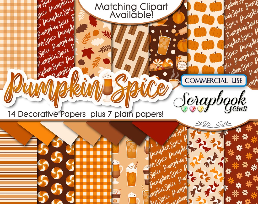 PUMPKIN SPICE Digital Papers, 21 Pieces, 12 X 12, High Quality Jpegs ...