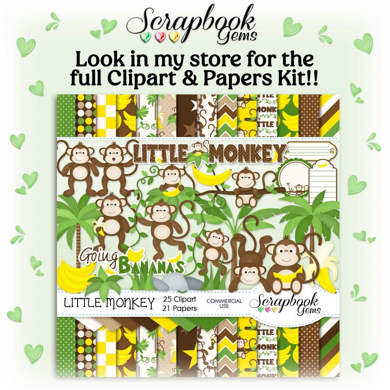 LITTLE MONKEY Clipart, 25 Png Clipart Files Instant Download Animals ...