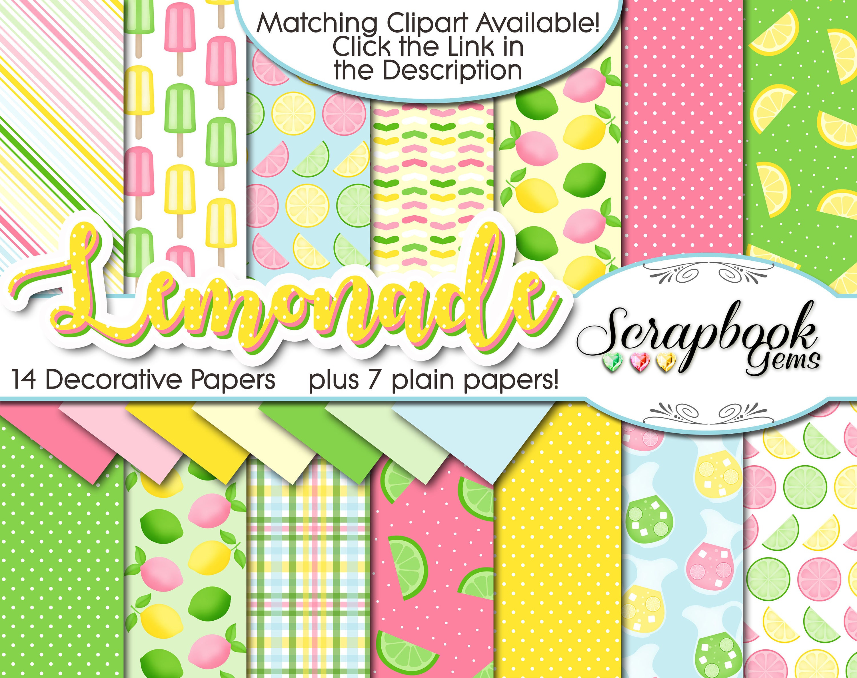 LEMONADE Digital Papers 21 Pieces 12 x 12 High | Etsy
