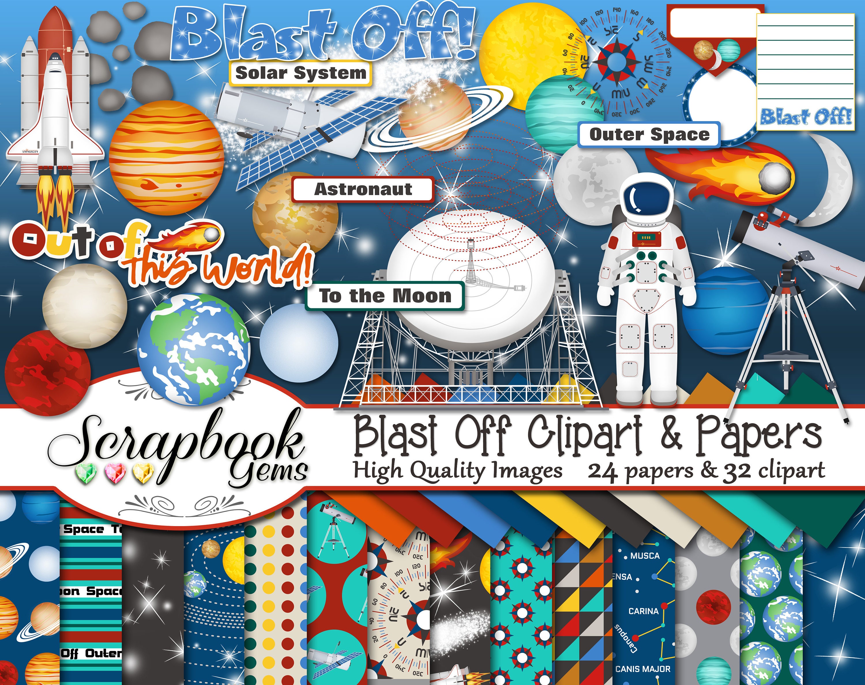 Planets Scrapbook Paper