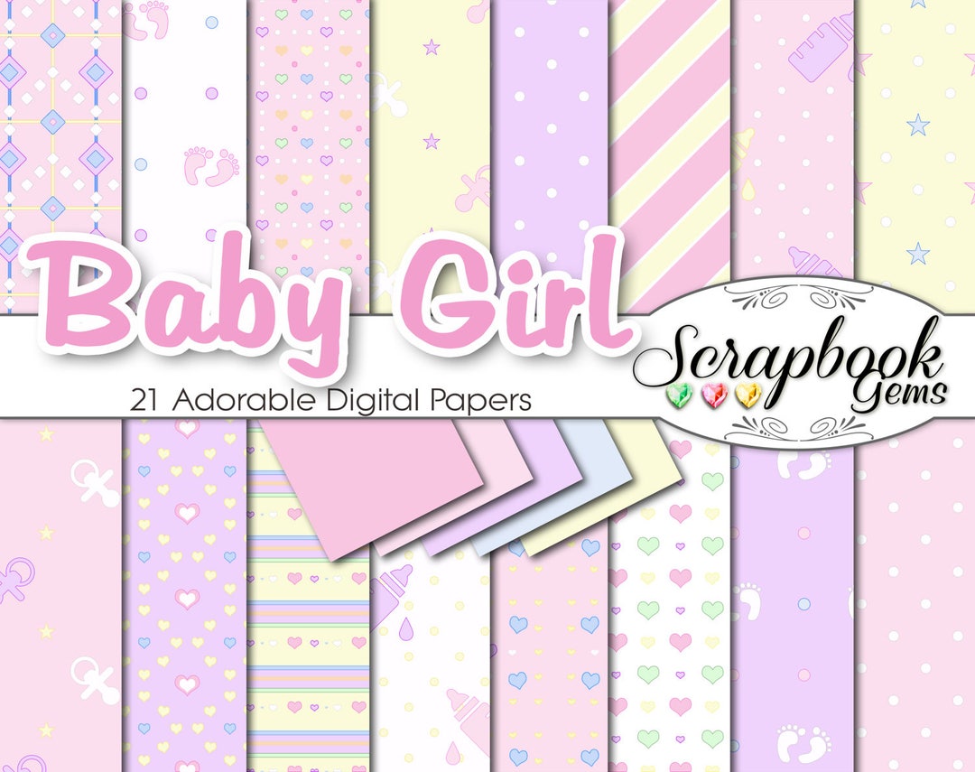 Baby Girl Digital Papers, 21 Pieces, 12 X 12, High Quality JPEG Files ...