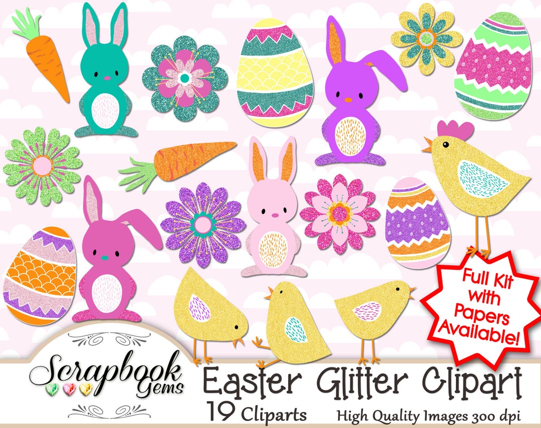 EASTER GLITTER! Clipart, 19 Png Clipart Files, Instant Download Colored ...