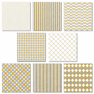 White, Silver, & Gold Digital Papers SET 1, 16 Pieces 12" X 12", High ...