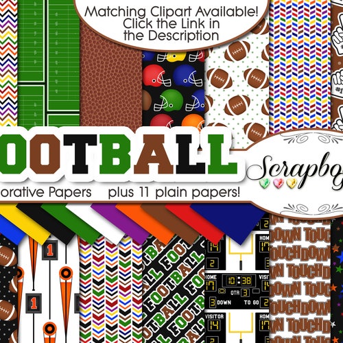 FOOTBALL Digital Papers 25 Pieces 12 X 12 High - Etsy