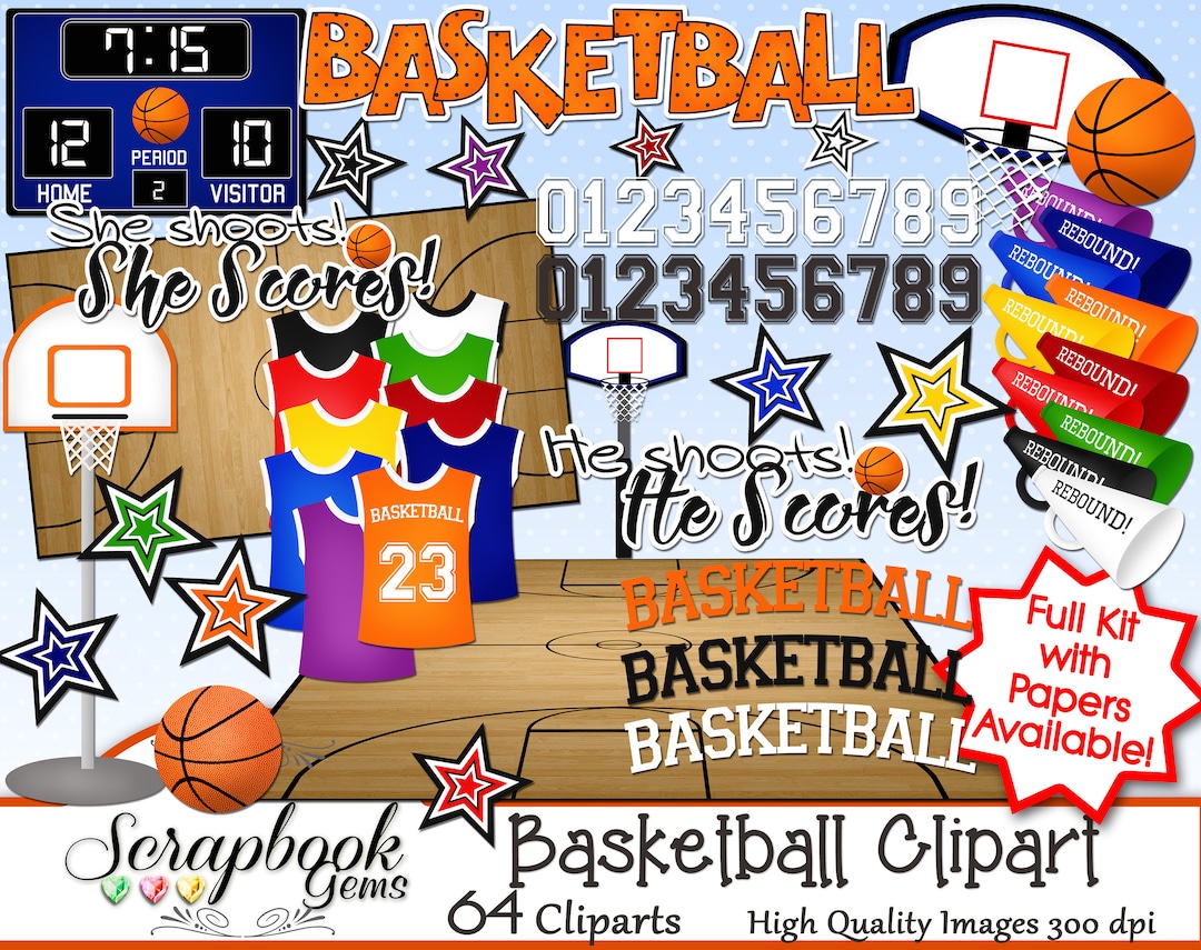 BASKETBALL Clipart, 64 Png Clipart Files Instant Download Sports Basket ...