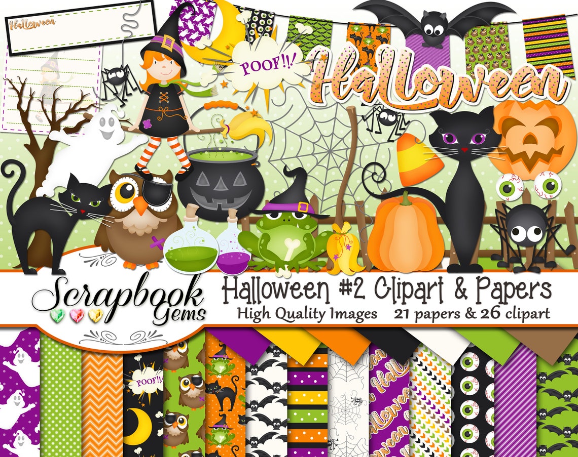 HALLOWEEN BUNDLE 3 Kits in 1 85 Cliparts & 63 Papers - Etsy