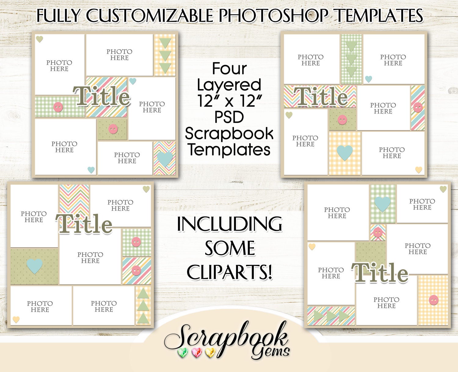Four 12 x 12 Pocket Digital Scrapbook Layered | Etsy