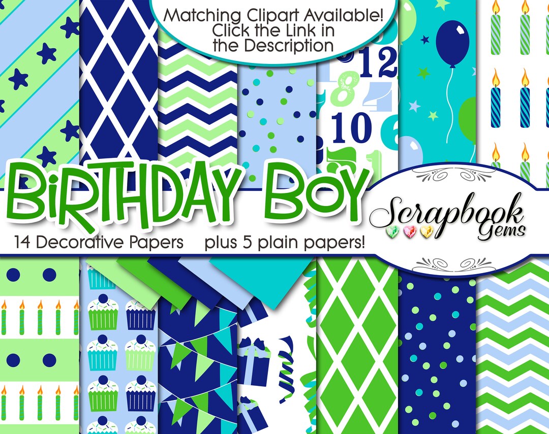 BIRTHDAY BOY Digital Papers 19 Pieces 12 X 12 - Etsy