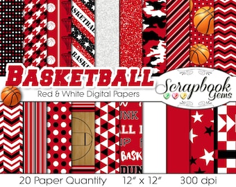 Basketball Digital Papers Green & White 20 Pieces 12 X | Etsy