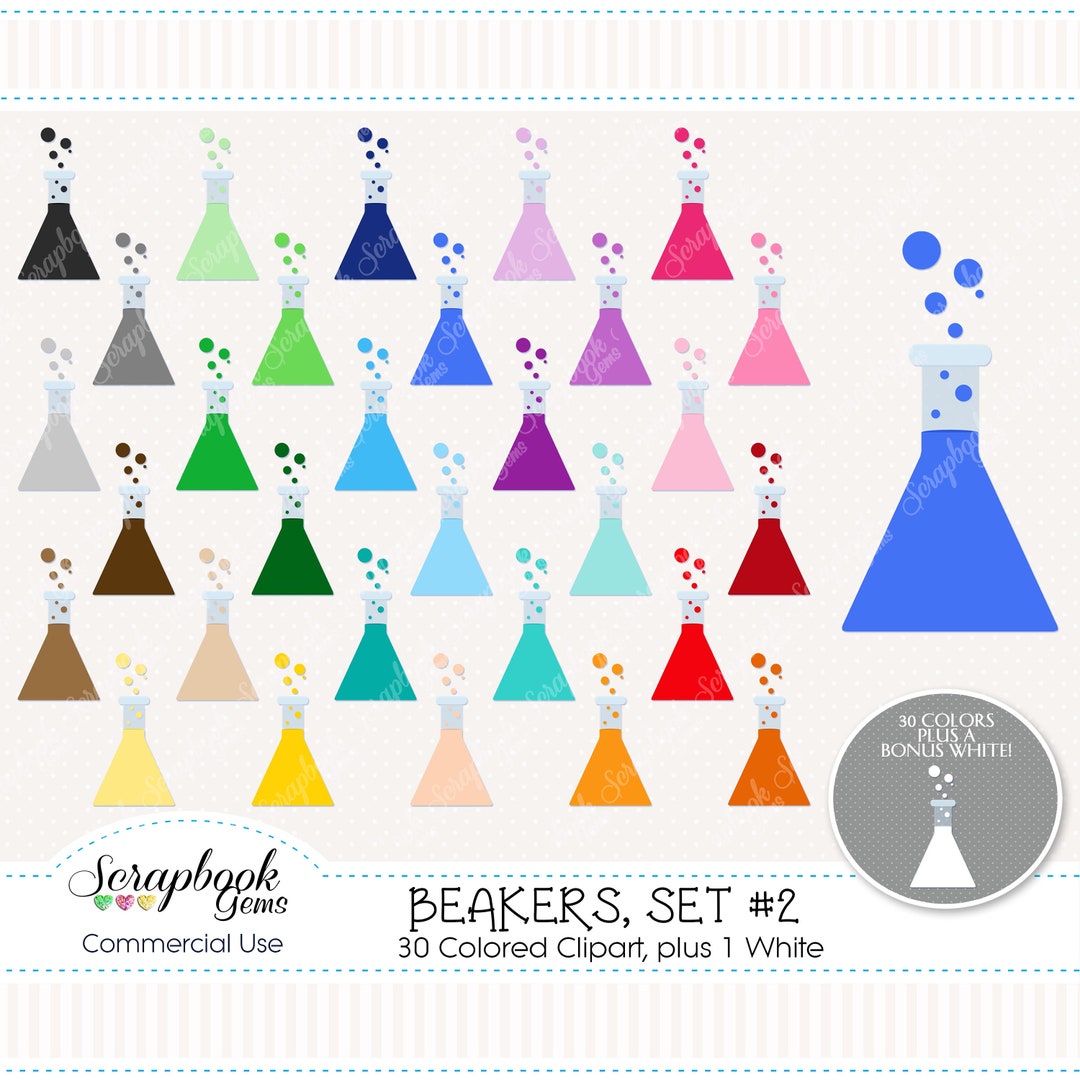 BEAKERS SET #2 Clipart, 31 Png Clipart Files Instant Download Birthday ...