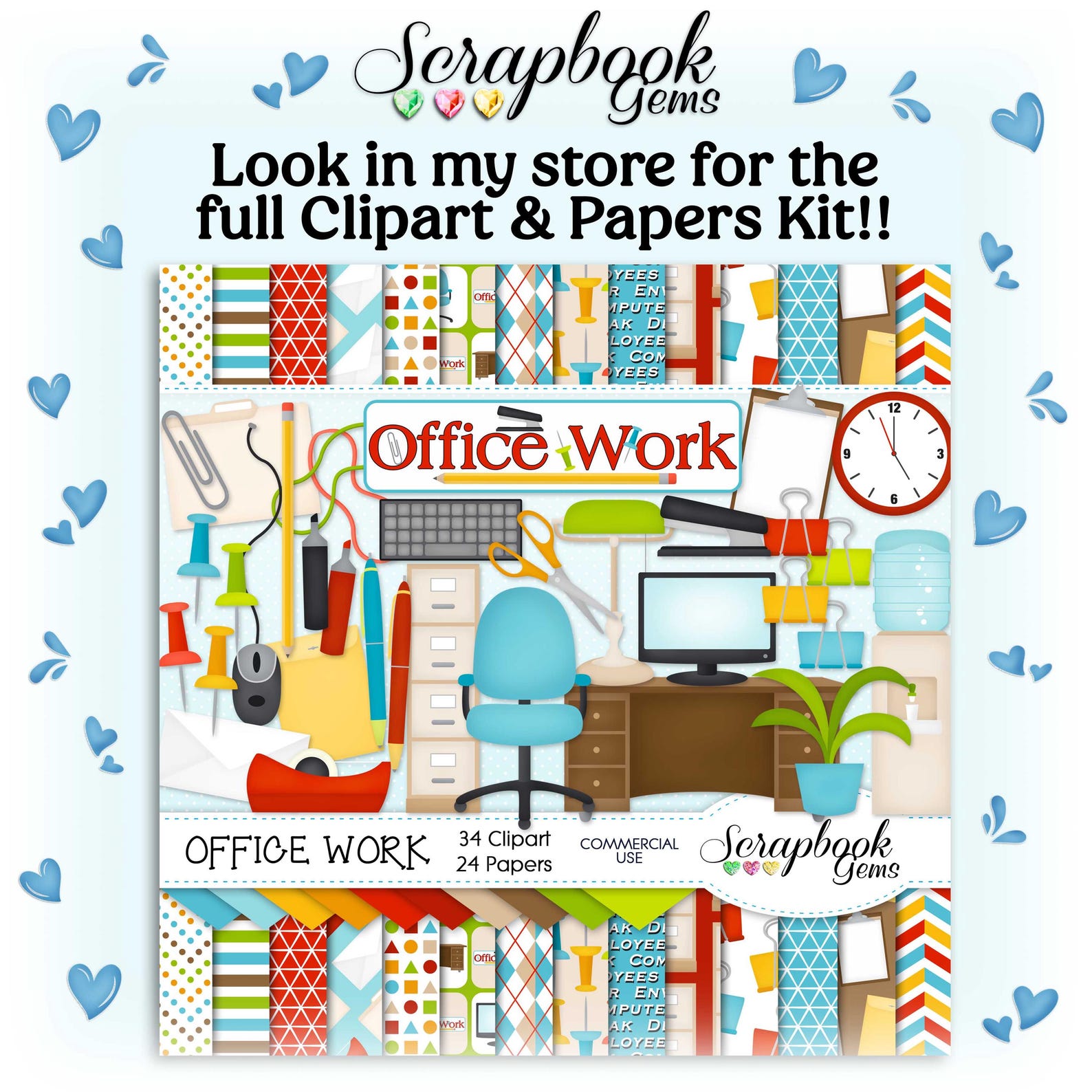 OFFICE WORK Clipart, 34 Png Clipart Files Instant Download Computer ...