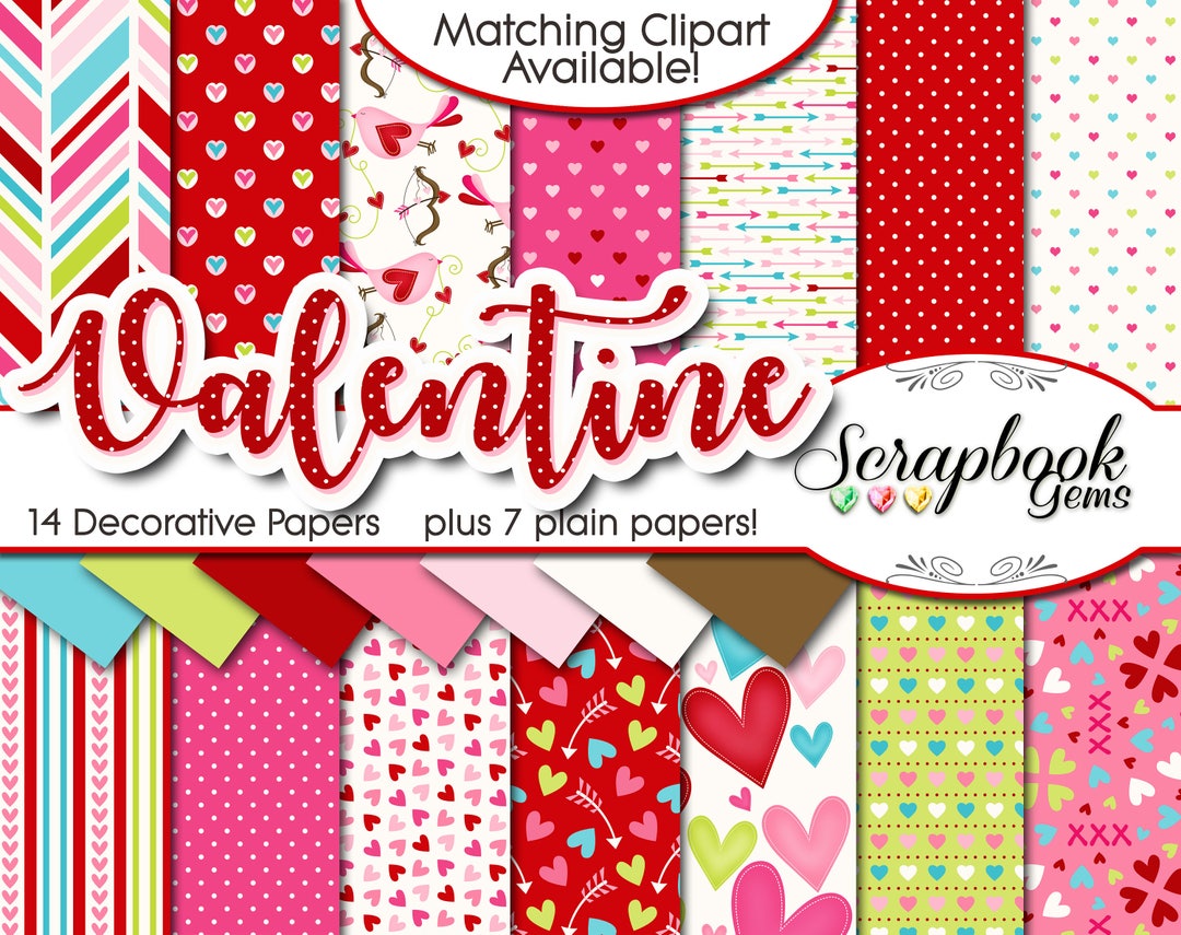 VALENTINE #1 Digital Papers, 21 Pieces, 12" X 12", High Quality Jpegs ...