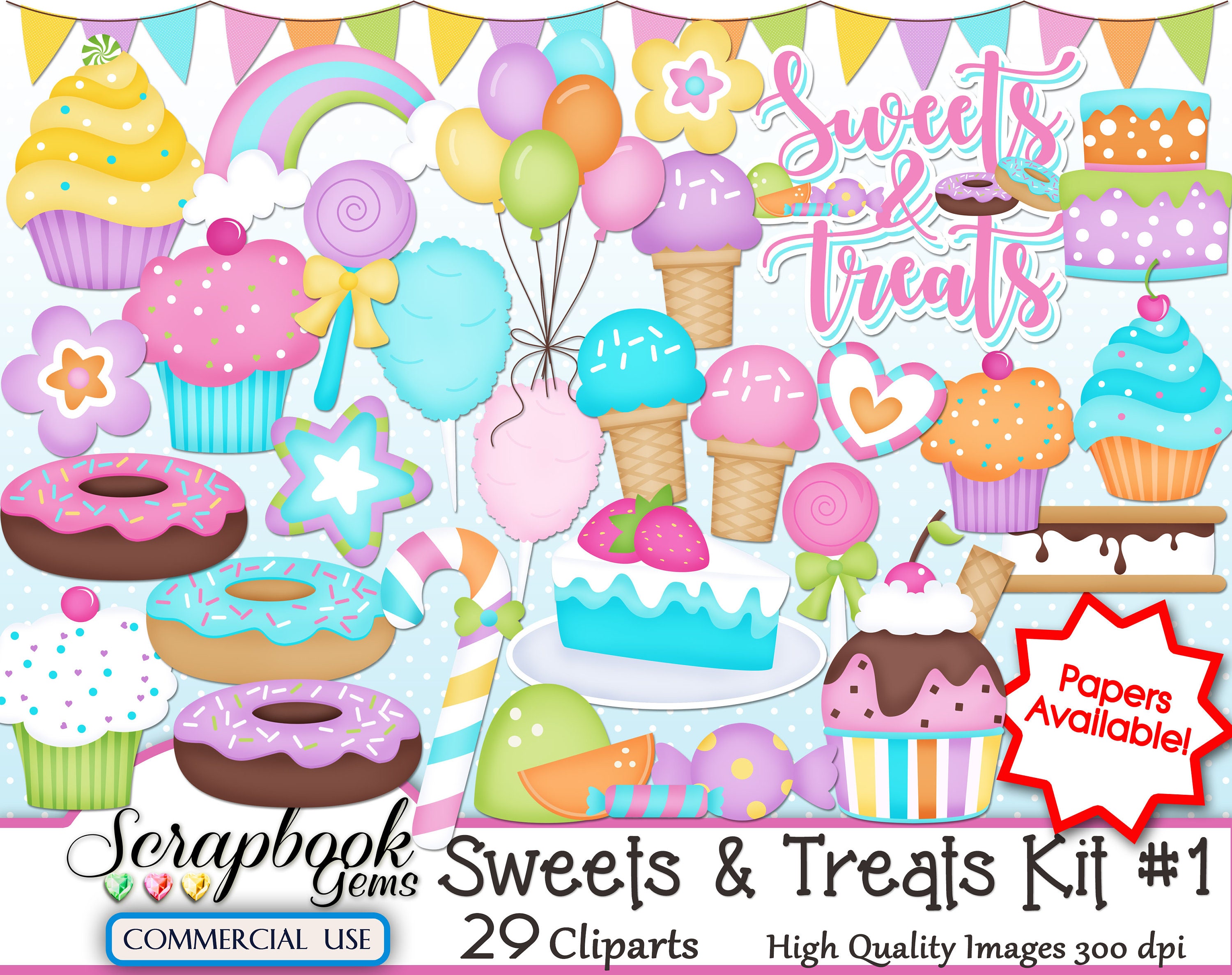 SWEETS & TREATS 1 Clipart 29 Png Clipart Files Instant - Etsy