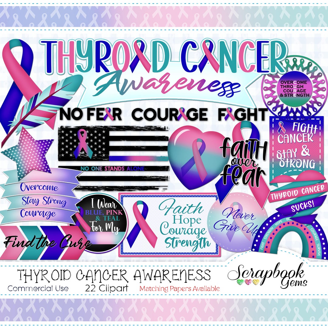 THYROID CANCER Awareness Clipart, 22 Png Clipart Files Instant Download ...