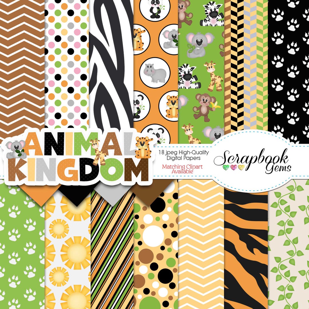 ANIMAL KINGDOM Digital Papers, 18 Pieces, 12 X 12, High Quality Jpegs ...