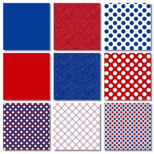 Patriotic Red & Blue Digital Papers, 18 Pieces, 12" X 12", High Quality ...